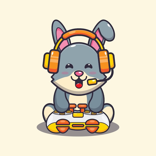 Adorable Rabbit Gamer with Headphones and Controller | Jiffy Designs