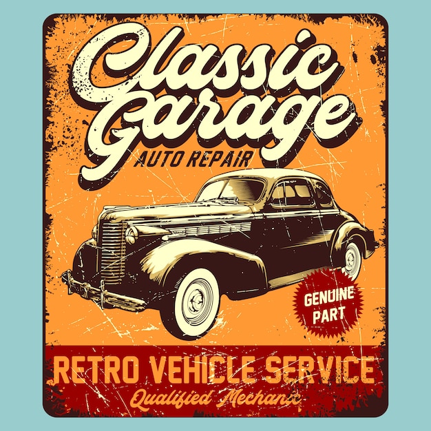 Vintage Classic Garage Retro Auto Repair Service Sign | Jiffy Designs