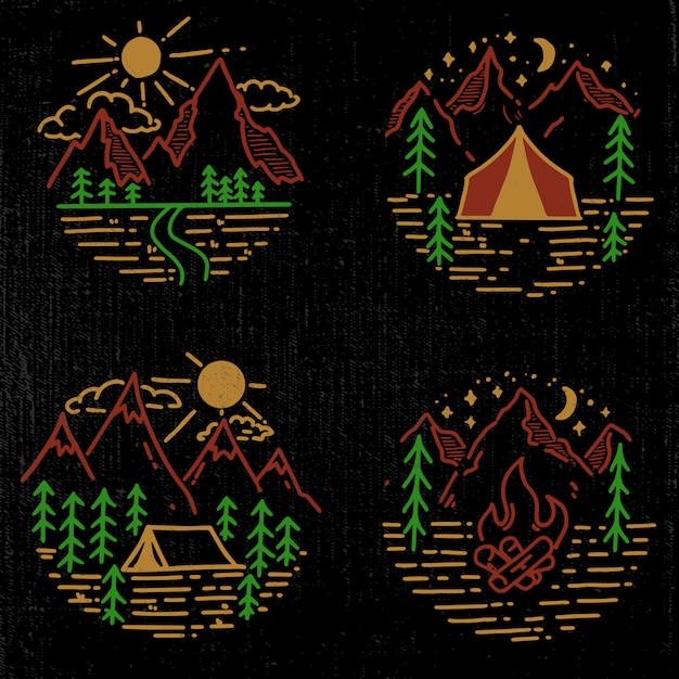 Vibrant Outdoor Adventure Symbols in Warm Tones | Jiffy Designs