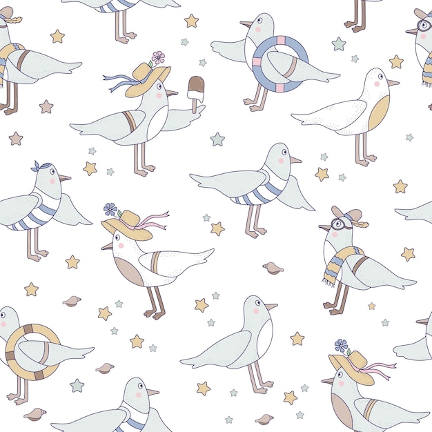 Whimsical Seagull Silhouette Collection with Nautical Accents | Jiffy ...