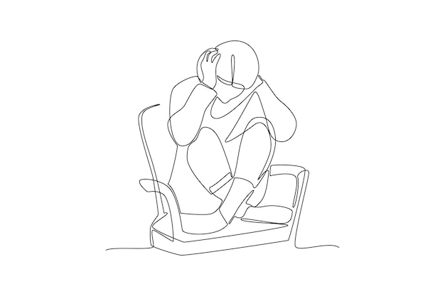 Contemplative figure in simple line art style | Jiffy Designs