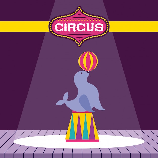 Captivating Circus Seal Balancing Act on Colorful Stage | Jiffy Designs