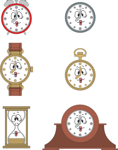 Cartoon Funny Clock Or Watch Face Smiles Illustrationrtoon Funny Clock ...