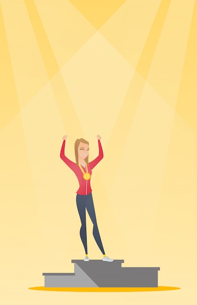 Triumphant Silhouette: A Victorious Pose on the Podium | Jiffy Designs