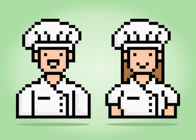 Charming Pixel Art Chef Duo in Uniform | Jiffy Designs
