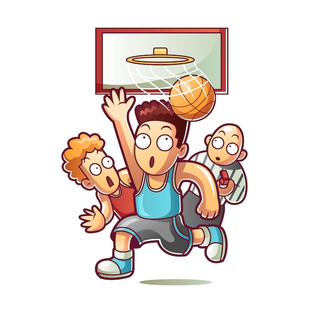 Energetic Basketball Player Shooting Hoops with Friends | Jiffy Designs