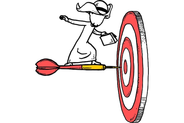 Determined Cartoon Character Hitting the Bullseye | Jiffy Designs