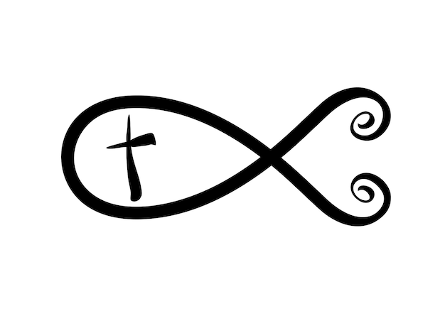 Infinity Symbol with Christian Cross in Elegant Cursive | Jiffy Designs