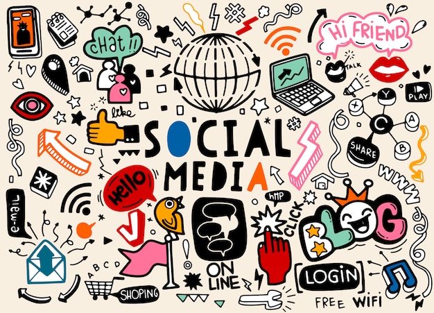 Vibrant Collage of Social Media Symbols and Icons | Jiffy Designs