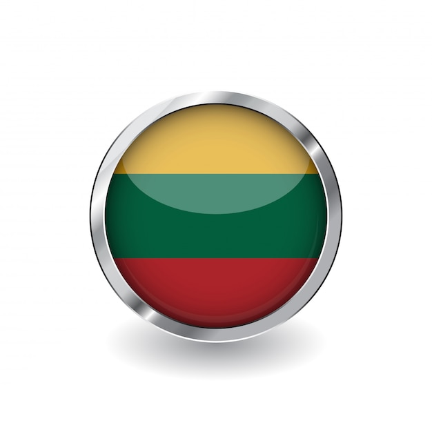 Vibrant Lithuanian Flag Emblem with Metallic Trim | Jiffy Designs