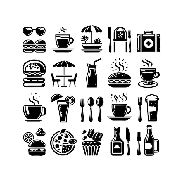Diverse Collection of Classic Culinary Icons and Symbols | Jiffy Designs