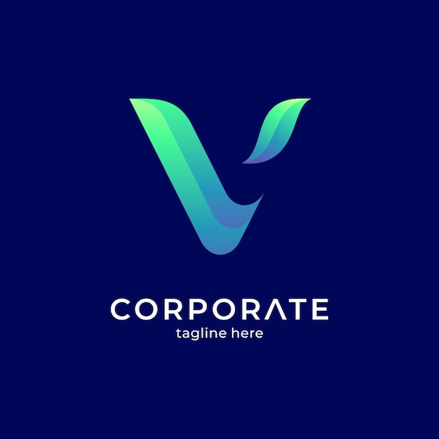 Sleek and Vibrant Corporate V-Shaped Logo on Midnight Blue | Jiffy Designs