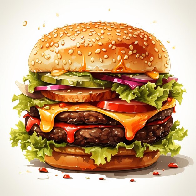 Mouthwatering Cheeseburger Delight with Vibrant Toppings | Jiffy Designs
