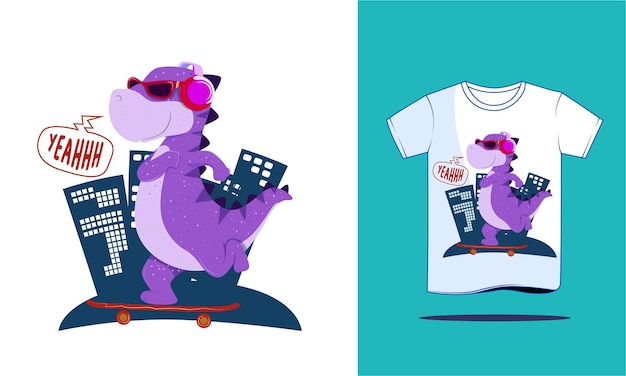 Radical Dinosaur Skateboarder Shredding Through the City | Jiffy Designs