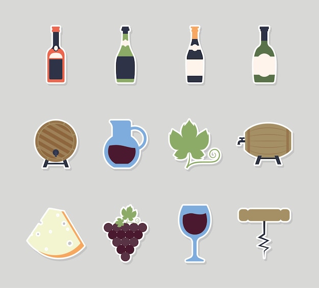 Vibrant Collection of Wine and Winery Icons for Branding and Design ...