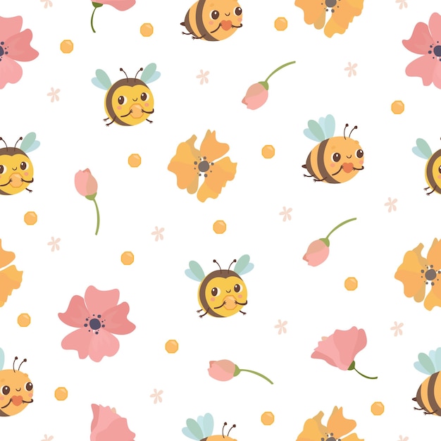 Cheerful Bee and Flower Pattern | Jiffy Designs