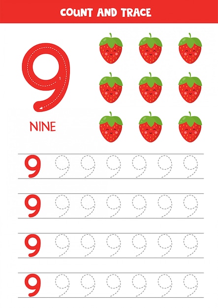 Vibrant Strawberry Counting and Tracing Worksheet | Jiffy Designs