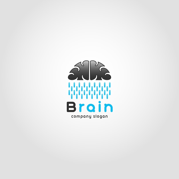 Stylized Brain Logo with Raining Pixels and Company Tagline | Jiffy Designs