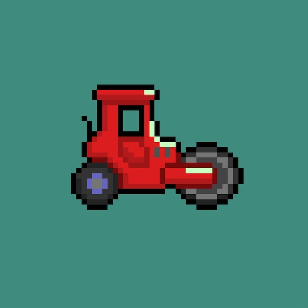 Vibrant Pixel Art Tractor in Shades of Red | Jiffy Designs