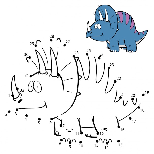 Adorable Triceratops Dinosaur Dot-to-Dot Illustration | Jiffy Designs