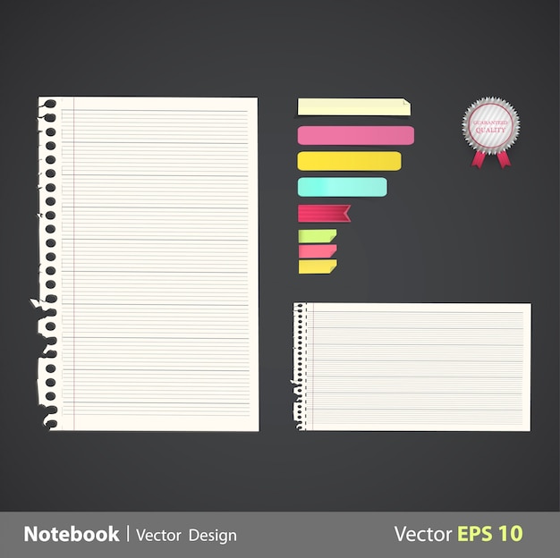 Vibrant Notebook Elements: Lined Pages, Sticky Notes, and Award | Jiffy ...