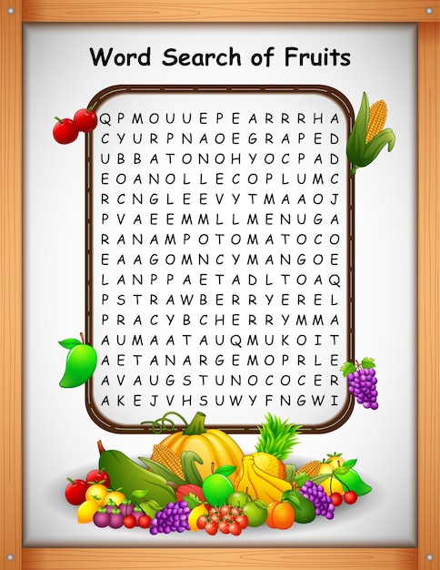Vibrant Fruit Word Search Puzzle with Diverse Produce | Jiffy Designs