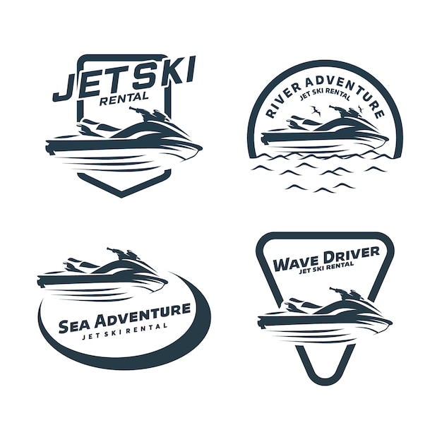Vintage Jet Ski and Sea Adventure Emblem Designs | Jiffy Designs