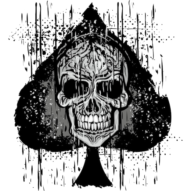 Haunting Spade Skull Emblem with Dripping Ink Accents | Jiffy Designs