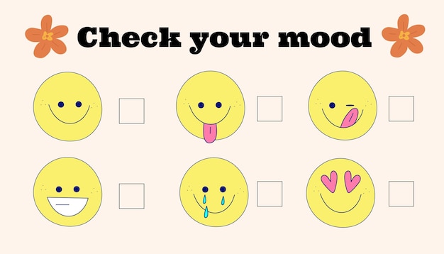 Colorful Smiley Faces Mood Tracker with Flower Accents | Jiffy Designs