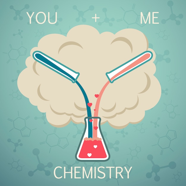 Whimsical Chemistry Illustration with 'You + Me = Chemistry' Text ...