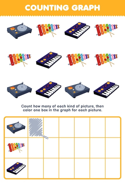 Visually Engaging Counting Graph with Musical Instruments | Jiffy Designs