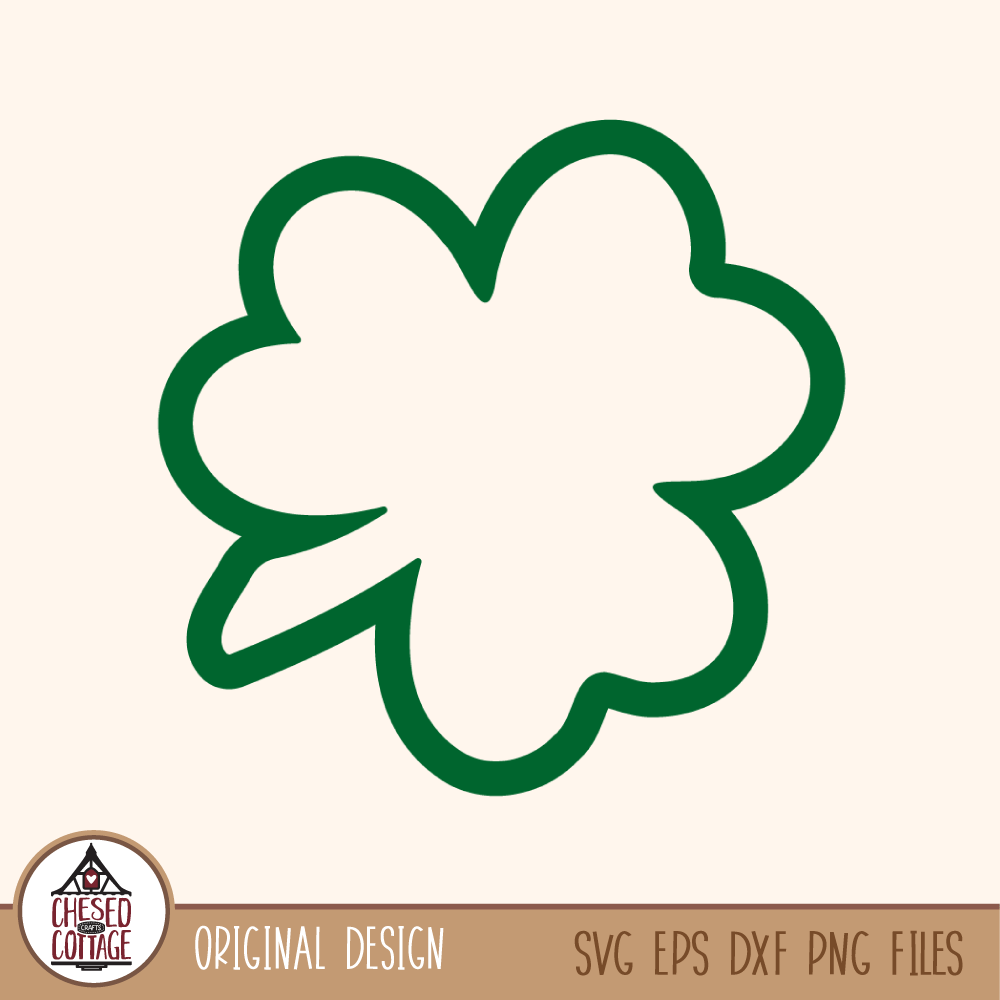 Four-Leaf Clover Outline in Bold Emerald Green Stroke | Jiffy Designs