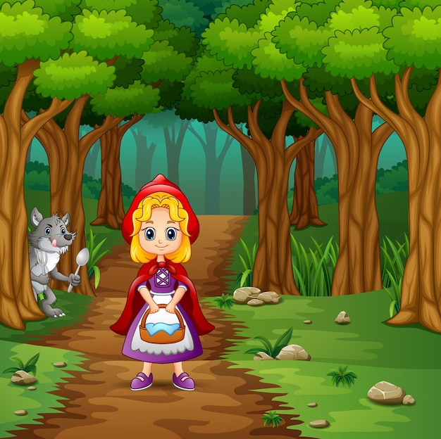 Little Red Riding Hood in the Enchanted Forest Illustration | Jiffy Designs