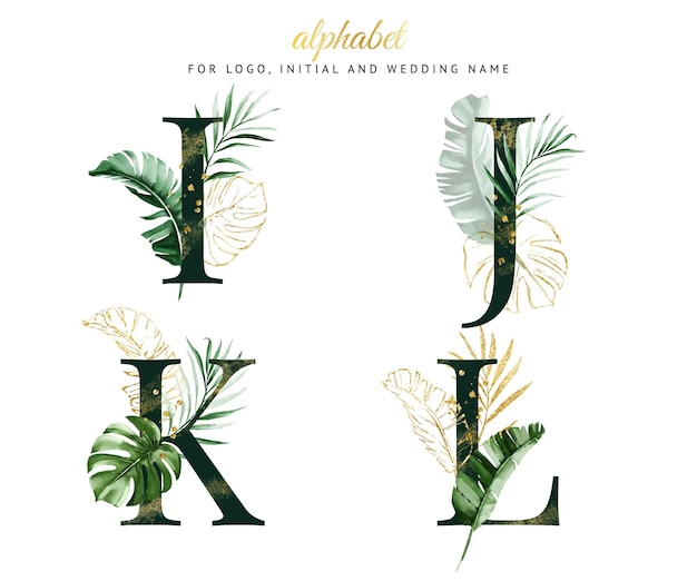 Elegant Tropical Foliage Alphabet for Logos, Initials and Weddings ...