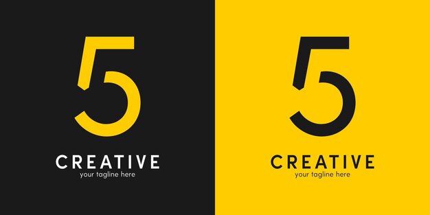 Striking Minimalist Number 5 Logo Design in Black and Yellow | Jiffy ...