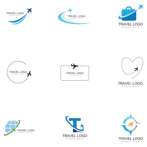 Diverse Collection of Vibrant Travel-Themed Logos and Emblems | Jiffy ...