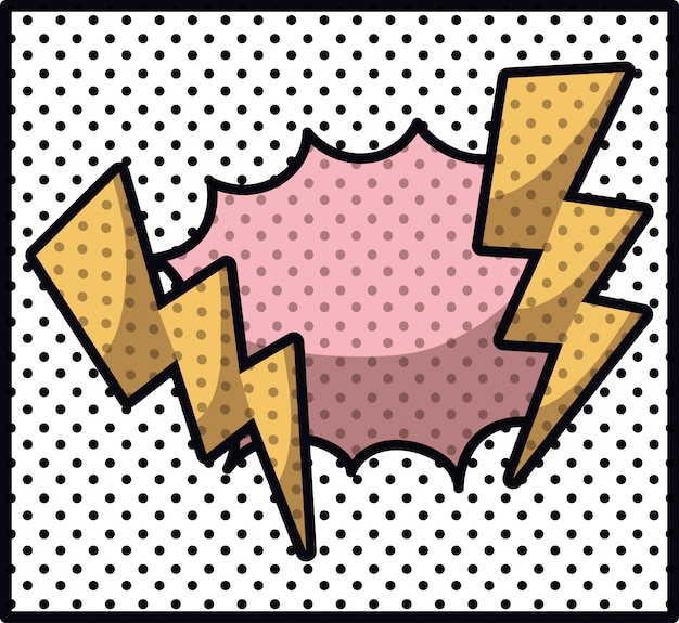 Explosive Pop Art Illustration with Lightning Bolts and Speech Bubble ...