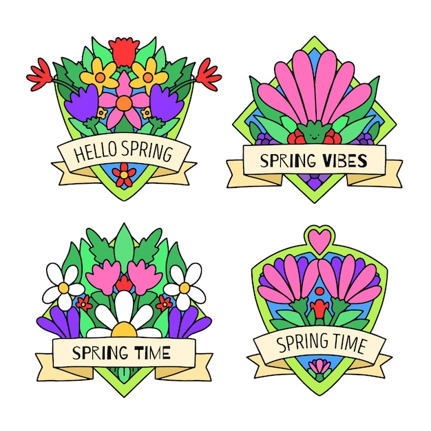 Vibrant Spring-Themed Floral Badges and Emblems Collection | Jiffy Designs