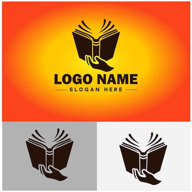 Vibrant Book and Hand Logo with Radiant Sunset Backdrop | Jiffy Designs