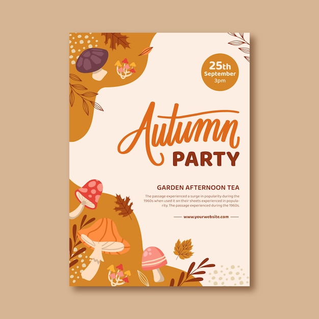 Vibrant Autumn Party Invitation with Cozy Seasonal Motifs | Jiffy Designs