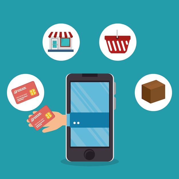 Vibrant E-commerce Icons with Smartphone and Payment Symbols | Jiffy ...