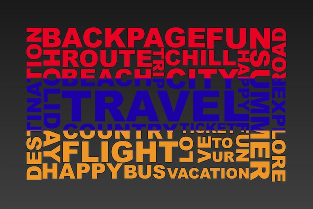 Vibrant Travel-Themed Word Art Composition | Jiffy Designs