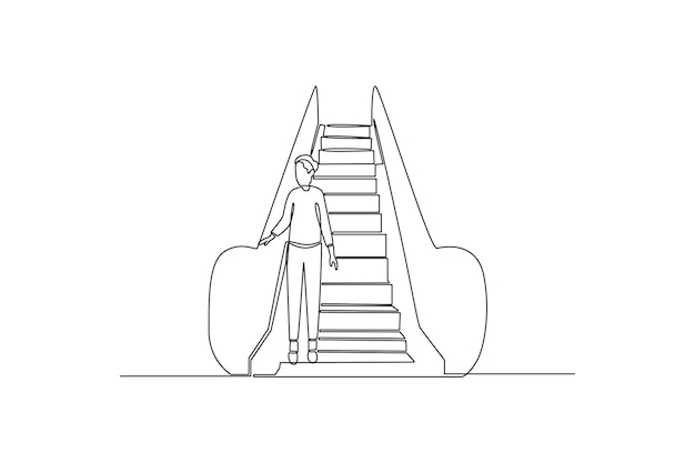Stylized Person Ascending Staircase with Geometric Shapes | Jiffy Designs