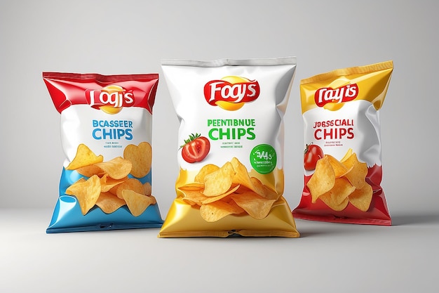 Assortment of Savory Potato Chips in Vibrant Packaging | Jiffy Designs