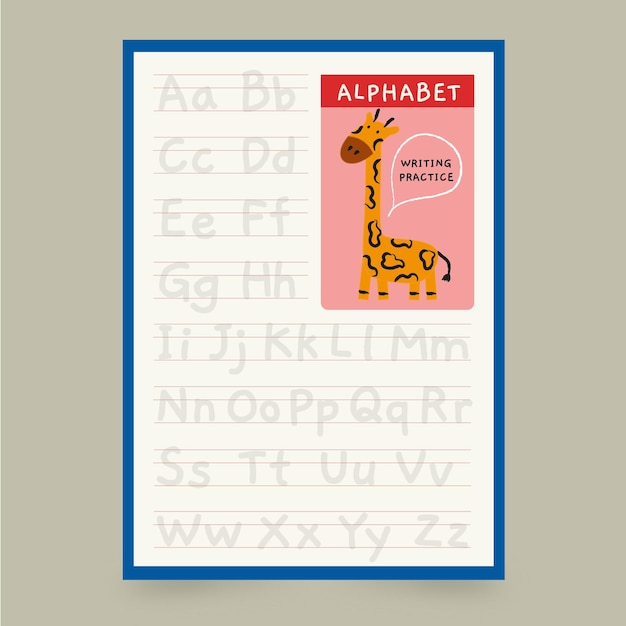 Vibrant Giraffe Alphabet Practice Sheet for Children | Jiffy Designs