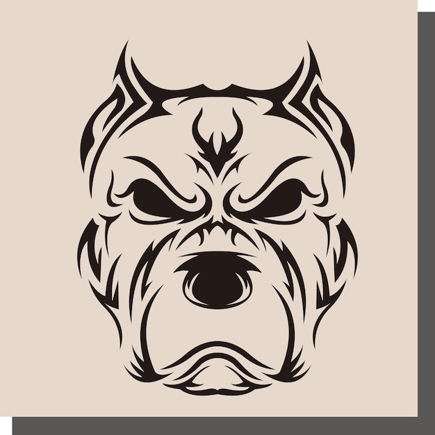 Fierce Tribal Bulldog Face with Intimidating Horns and Markings | Jiffy ...