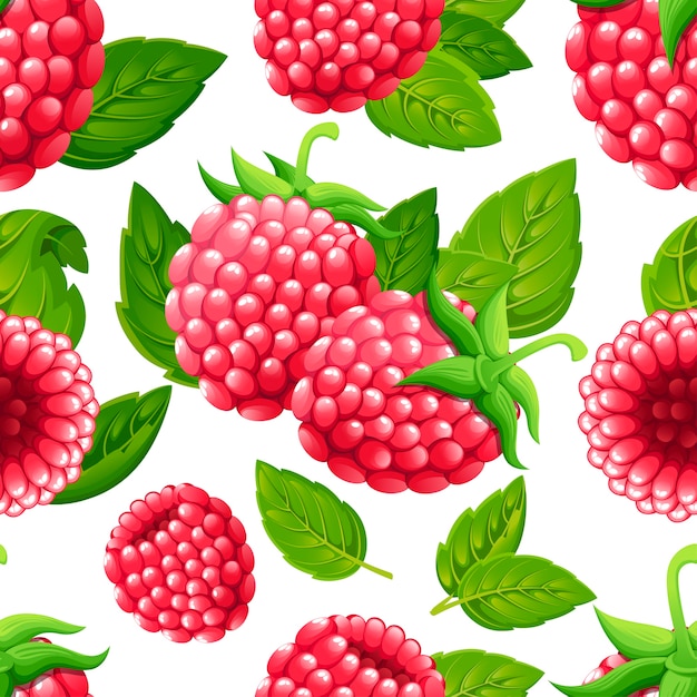 Vibrant Raspberry Cluster with Lush Foliage Seamless Pattern | Jiffy ...