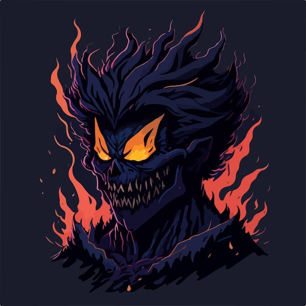 Fiery Demonic Visage Blazing with Intensity | Jiffy Designs