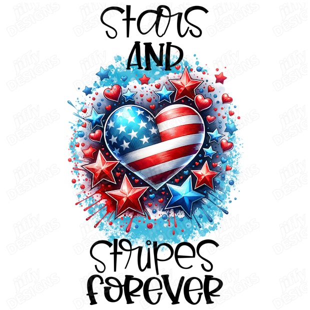 'Stars and Stripes Forever' Patriotic Heart with Vibrant Stars ...