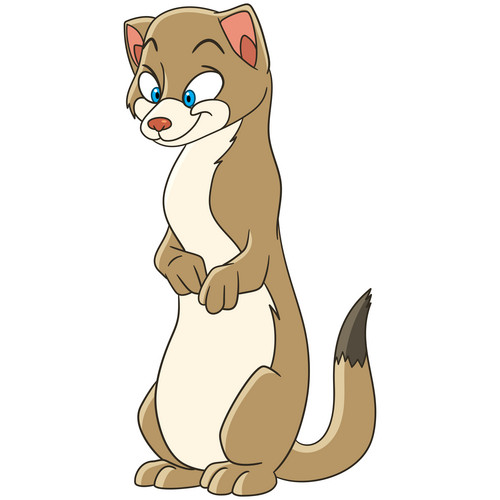 Cute And Happy Cartoon Weasel Animal, Isolated On White Background ...